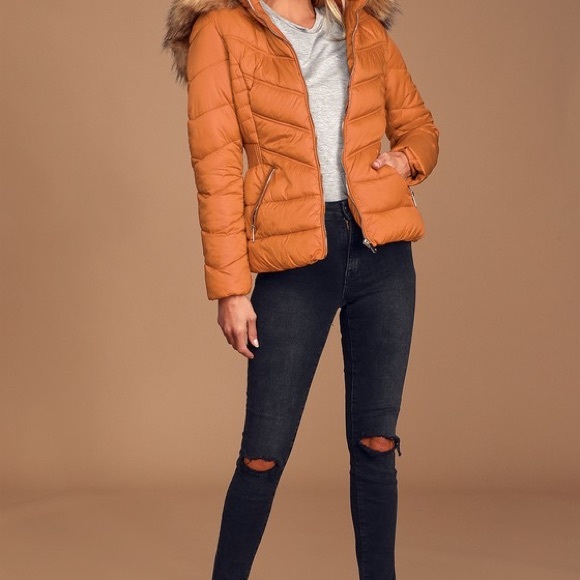 LA Coalition | Jackets & Coats | La Coalition Rust Orange Fitted Puffer ...